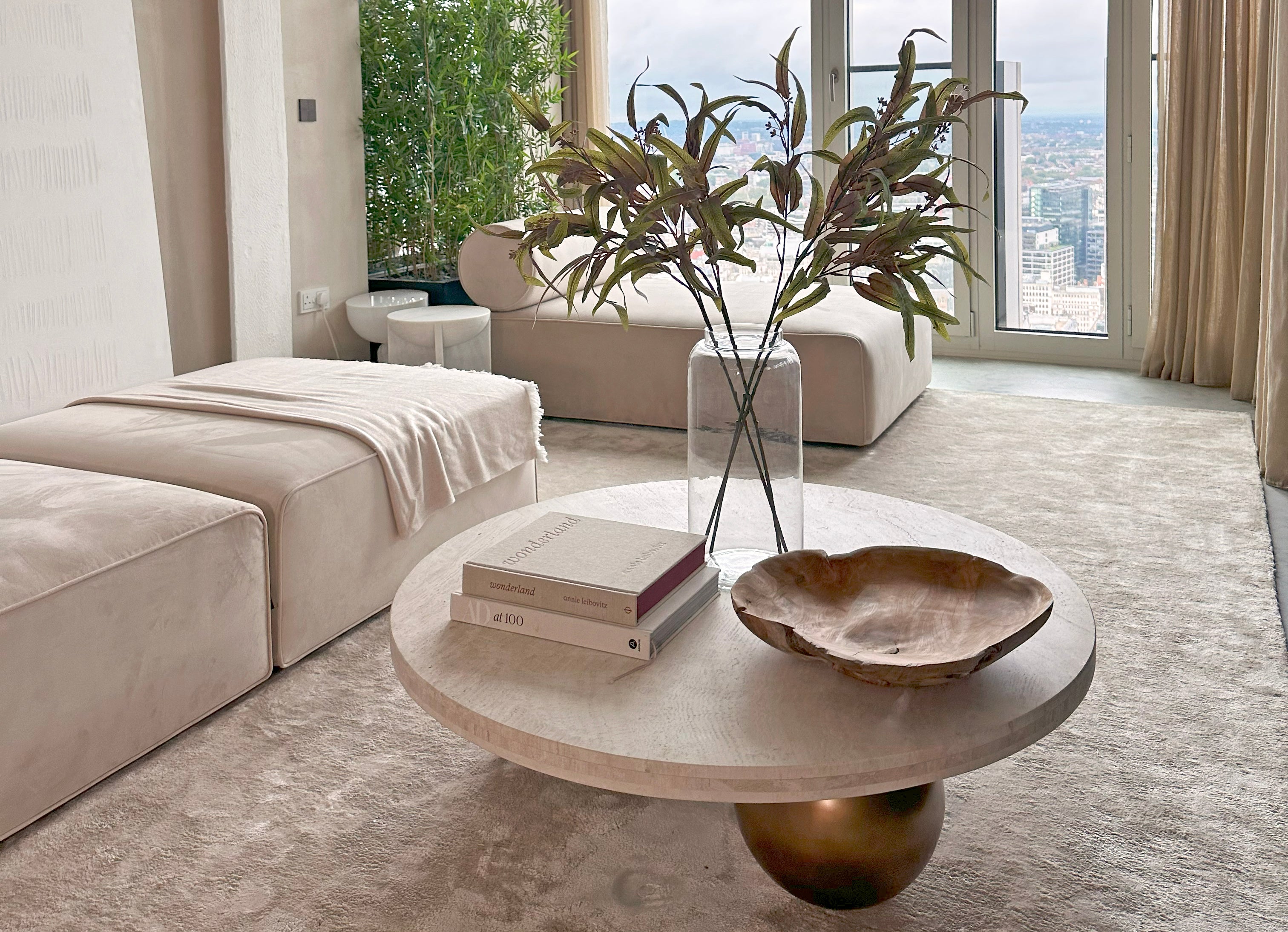 REMY ROUND COFFEE TABLE - TRAVERTINE– Dara Maison
