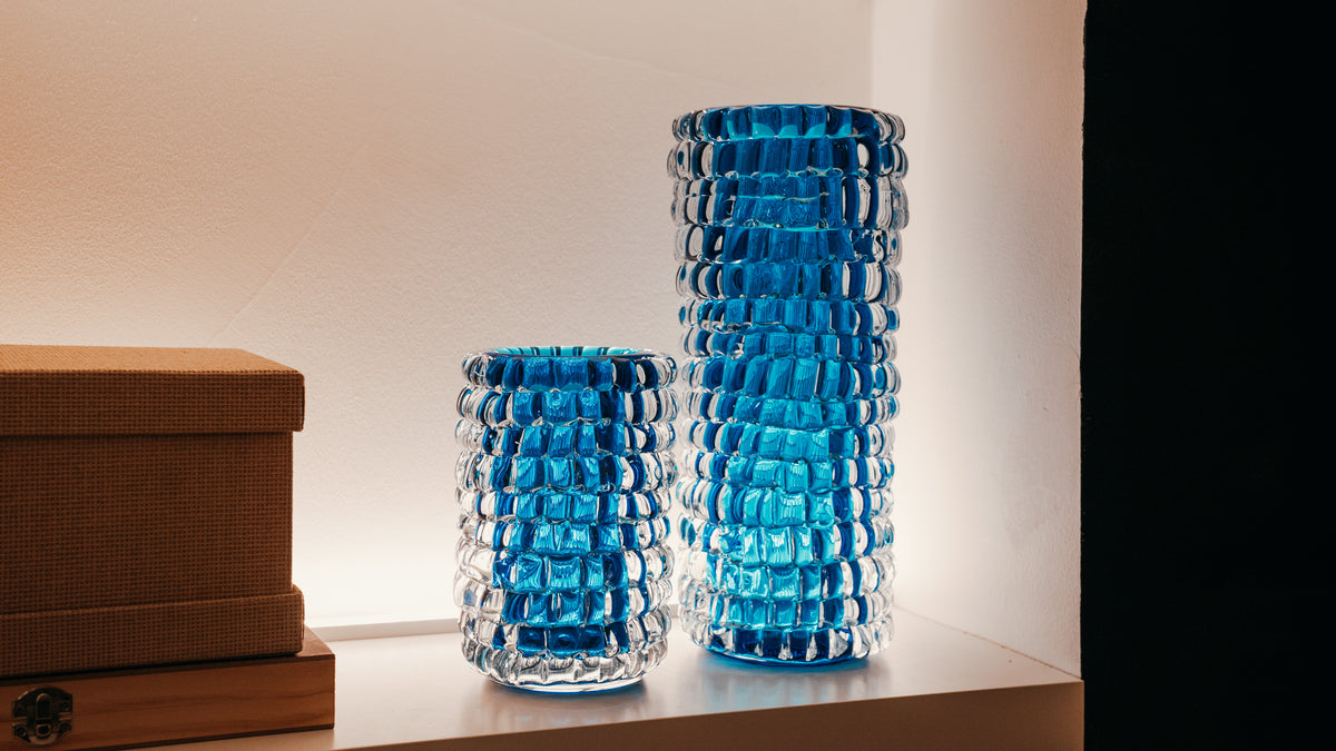 TURQUOISE GLASS VASE - SMALL– Dara Maison